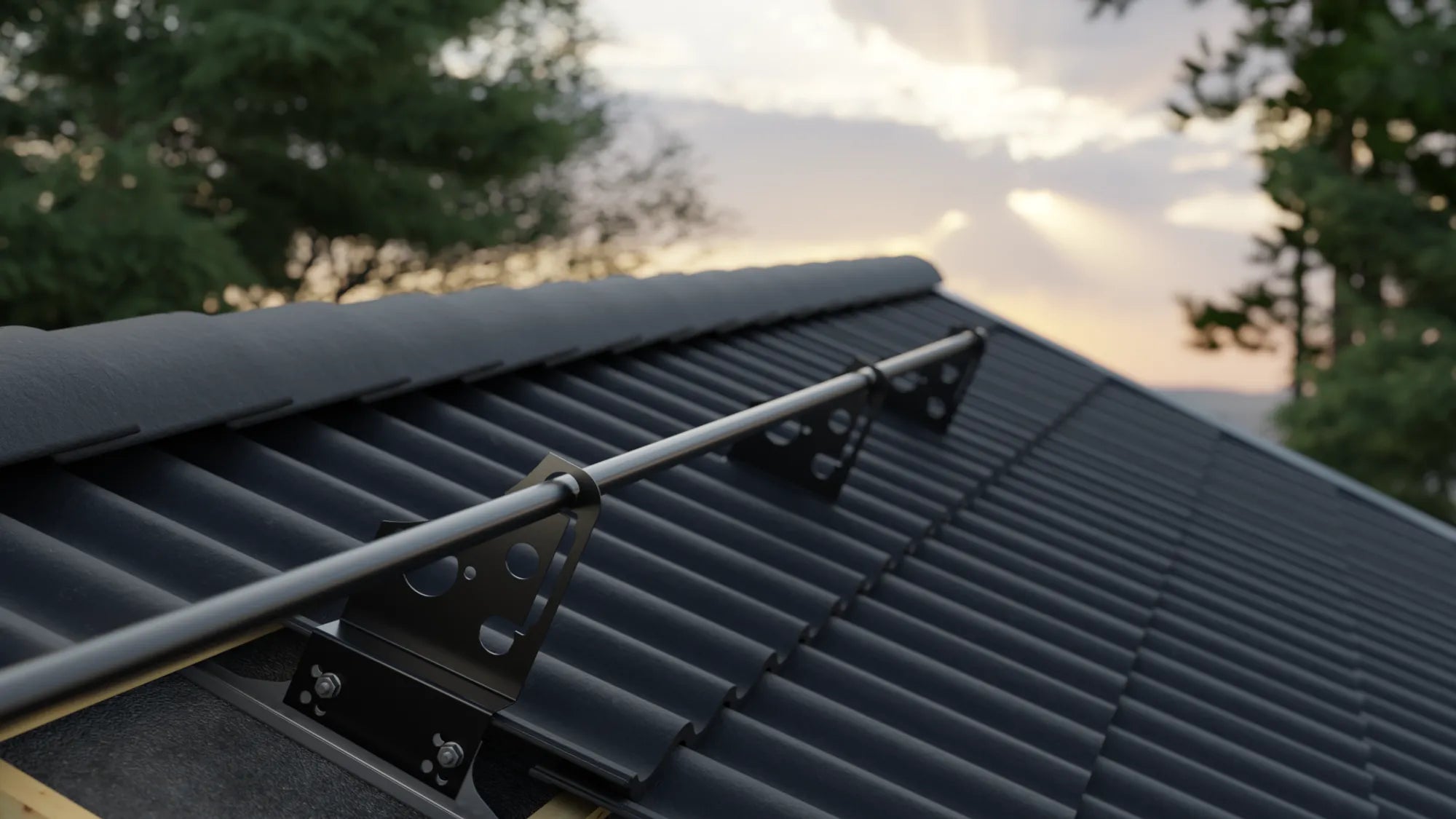 Ridge and roof foot rail – Concrete tiles load-bearing underlay ...
